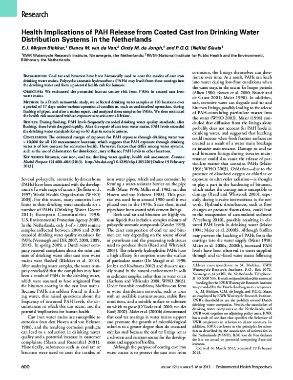 (PDF) Health Implications of PAH Release from Coated Cast Iron Drinking ...