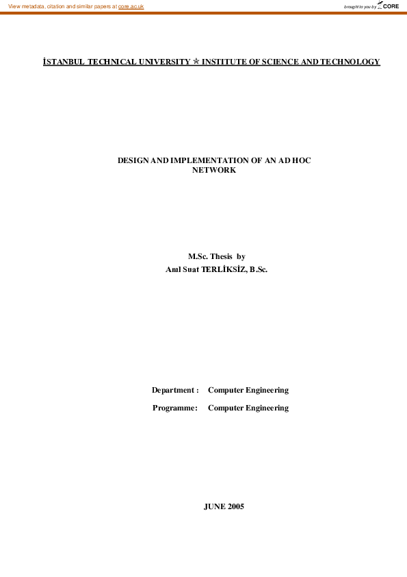 (PDF) Design And Implementation Of An Ad Hoc Network