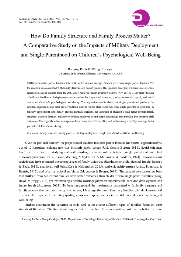 (PDF) How Do Family Structure and Family Process Matter? A Comparative ...