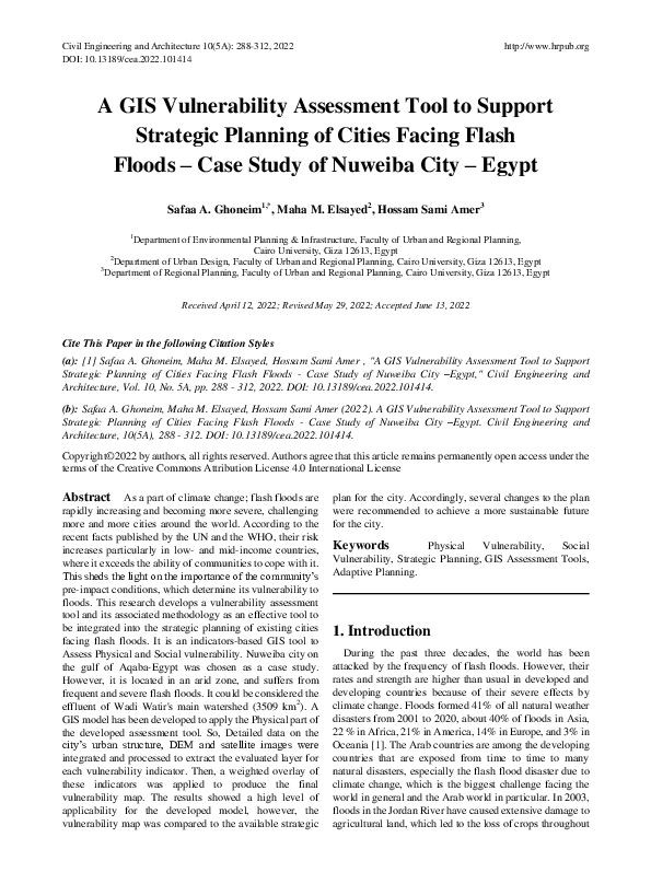 (PDF) A GIS Vulnerability Assessment Tool to Support Strategic Planning ...