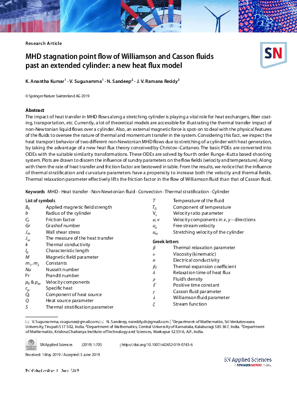 (PDF) MHD stagnation point flow of Williamson and Casson fluids past an ...