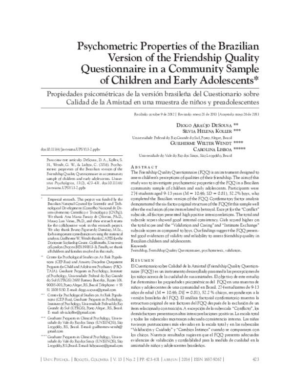 (PDF) Psychometric Properties of the Brazilian Version of the Drug Use Screening Inventory