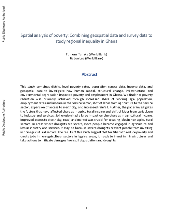 (PDF) Spatial analysis of poverty: Combining geospatial data and survey data to study regional ...