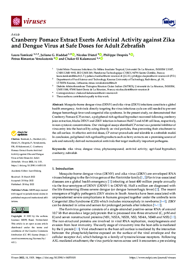 (PDF) Cranberry Pomace Extract Exerts Antiviral Activity against Zika ...