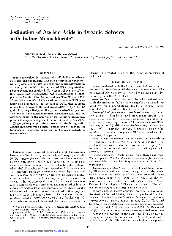 (PDF) Iodination of Nucleic Acids in Organic Solvents with Iodine ...