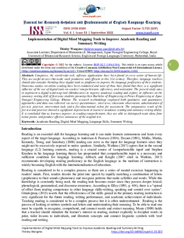 (PDF) Implementation of Digital Mind Mapping Tools to Improve Academic ...