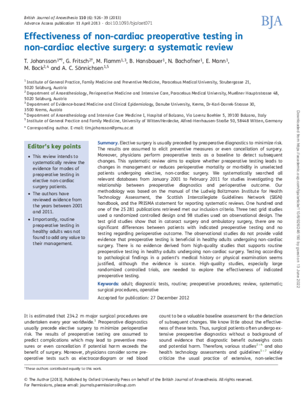 (PDF) Effectiveness of non-cardiac preoperative testing in non-cardiac ...