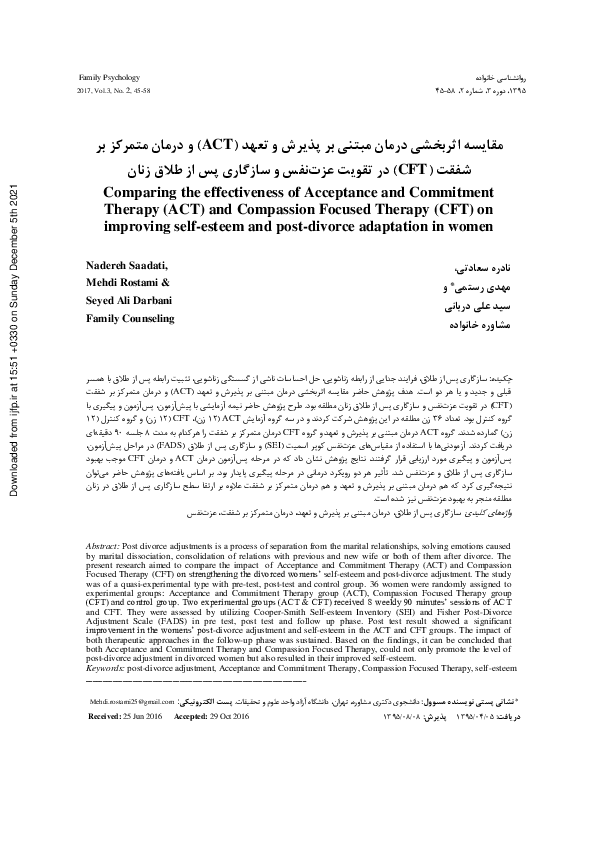 (PDF) Comparing the effectiveness of Acceptance and Commitment Therapy (ACT) and Compassion ...