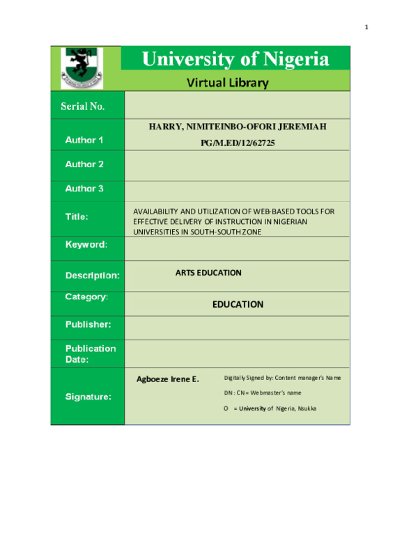 (PDF) Availability and Utilization of Web-Based Tools for Effective Delivery of Instruction In ...