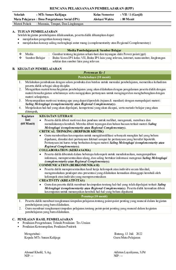 (DOC) RPP IPS kelas