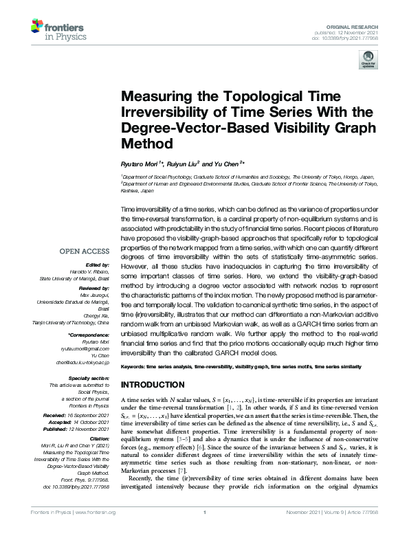 (PDF) Measuring the Topological Time Irreversibility of Time Series With the Degree-Vector-Based ...
