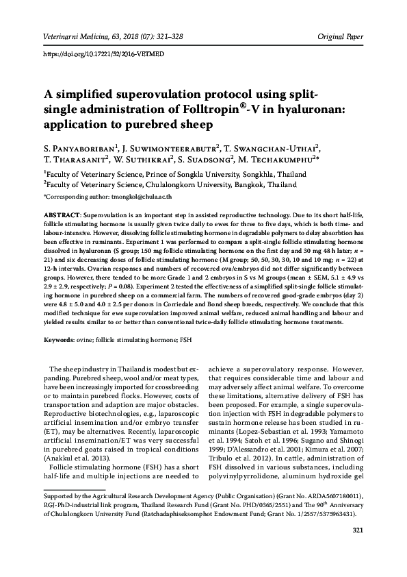(PDF) A simplified superovulation protocol using split-single administration of Folltropin®-V in ...