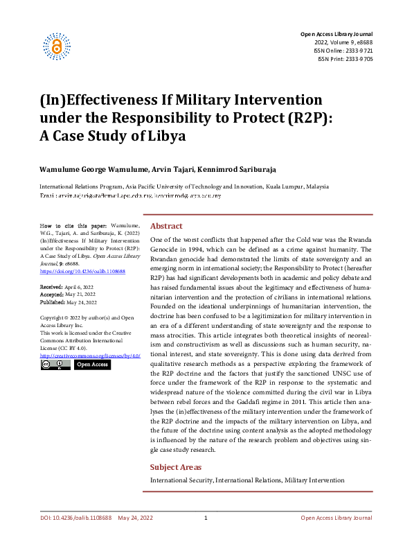(PDF) (In)Effectiveness If Military Intervention under the ...