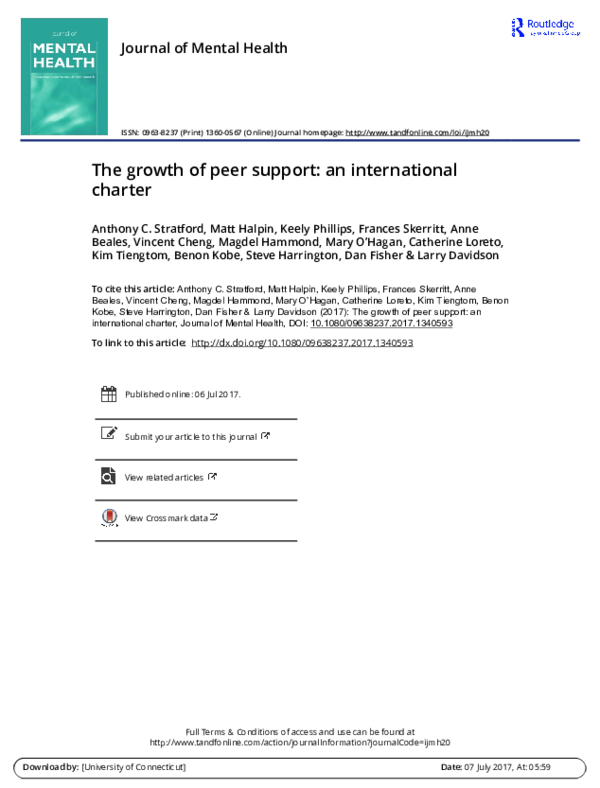 (PDF) The growth of peer support: an international charter