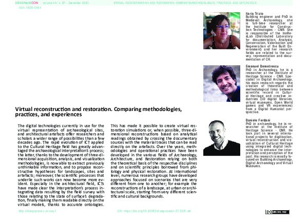 Pdf Virtual Reconstruction And Restoration Comparing Methodologies