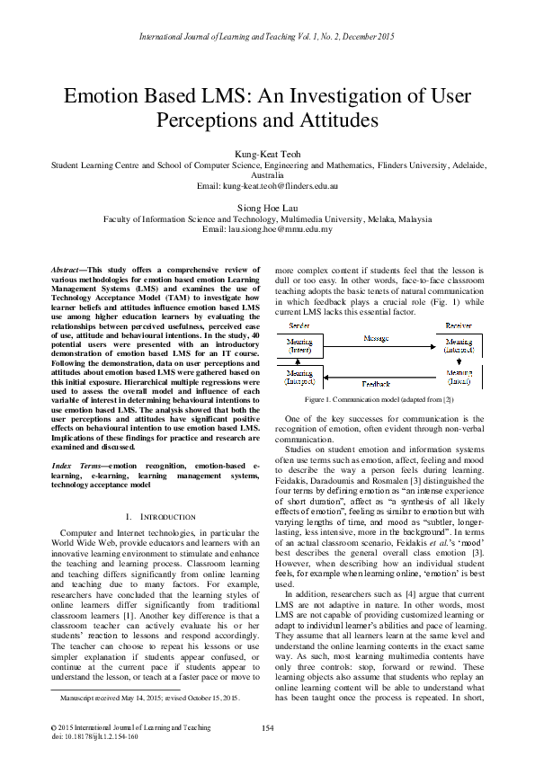(PDF) Emotion Based LMS: An Investigation of User Perceptions and Attitudes