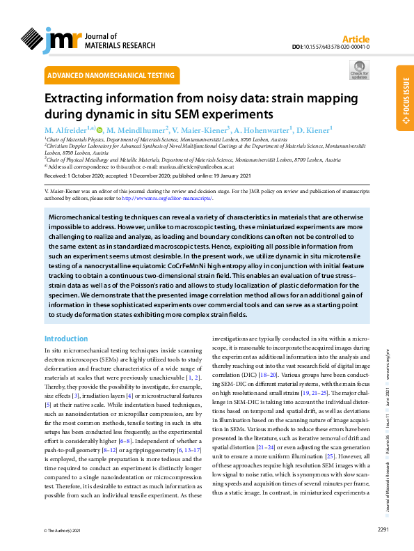 Pdf Extracting Information From Noisy Data Strain Mapping During