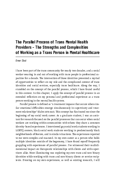 (PDF) The Parallel Process of Trans Mental Health Providers - The ...
