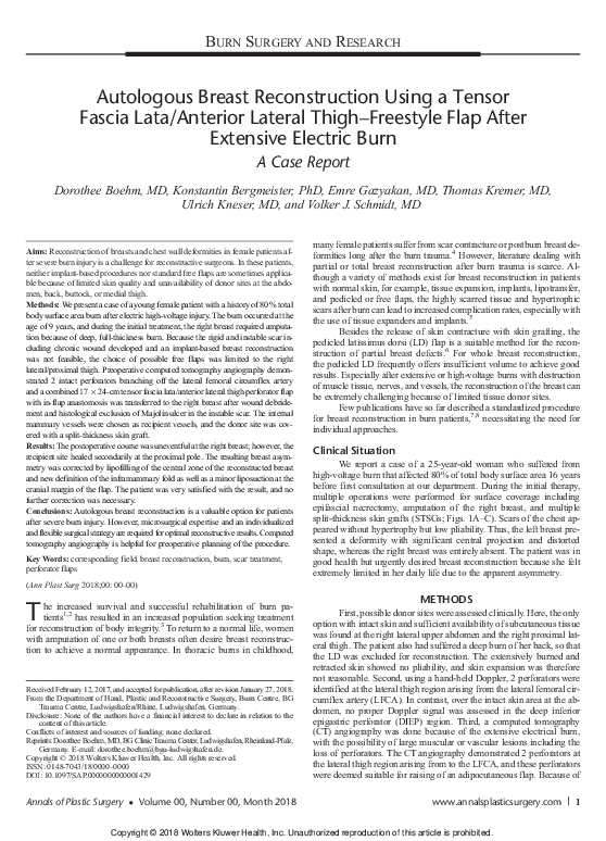 (PDF) Autologous Breast Reconstruction Using a Tensor Fascia Lata ...