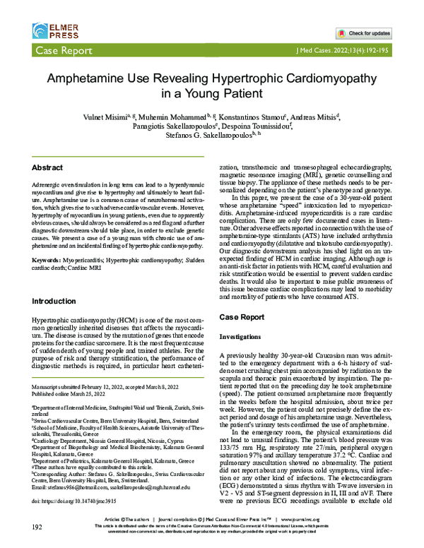 (PDF) Amphetamine Use Revealing Hypertrophic Cardiomyopathy in a Young ...