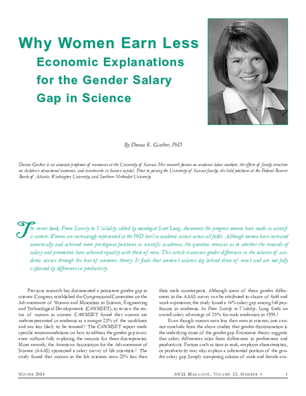 (PDF) Why Women Earn Less: Economic Explanations for the Gender Salary Gap