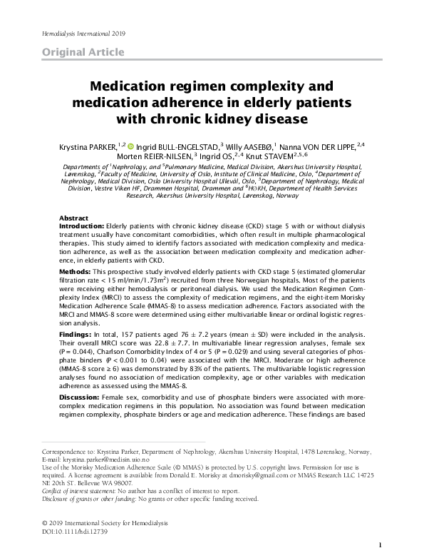 Pdf Medication Regimen Complexity And Medication Adherence In Elderly Patients With Chronic