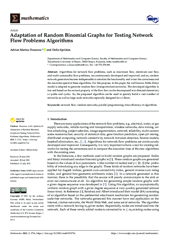 (PDF) Adaptation of Random Binomial Graphs for Testing Network Flow ...