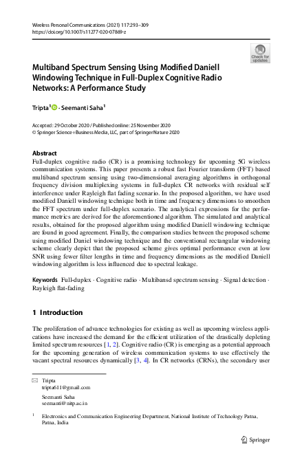 (PDF) Multiband Spectrum Sensing Using Modified Daniell Windowing Technique in Full-Duplex ...