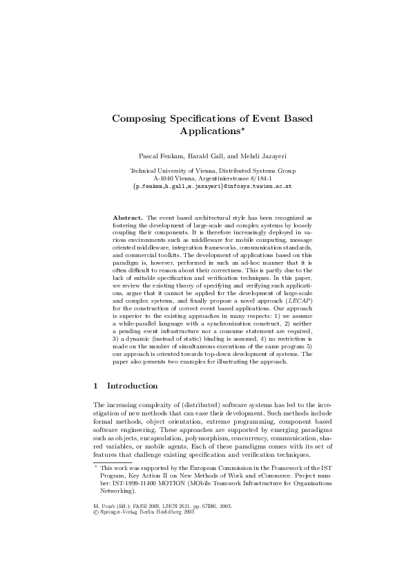 (PDF) Composing Specifications of Event Based Applications | Mehdi Jazayeri - Academia.edu