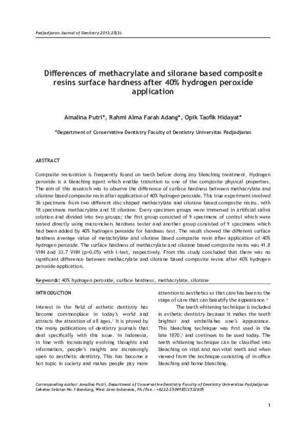 (PDF) Differences of methacrylate and silorane based composite resins ...