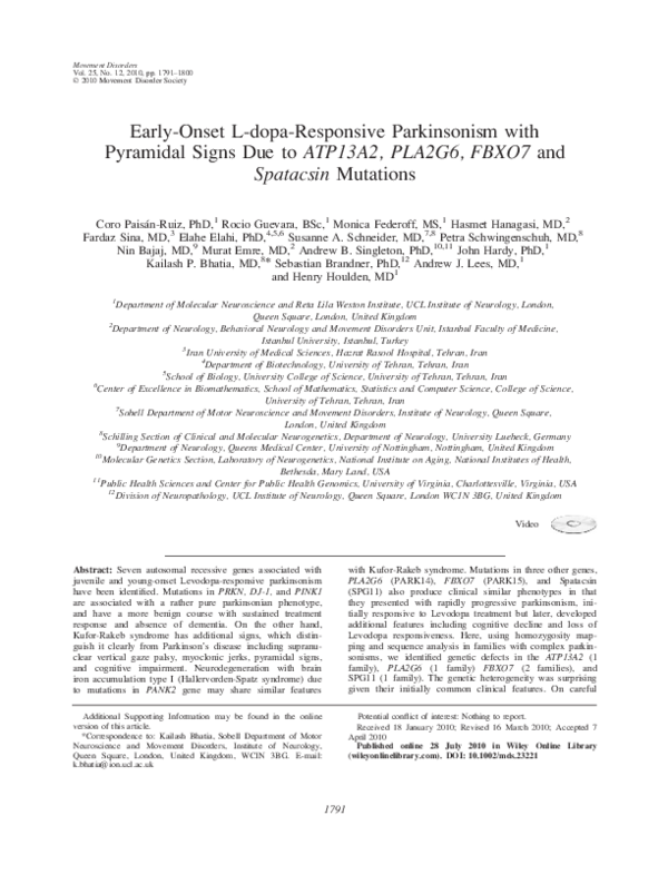 (PDF) Early-onset L-dopa-responsive parkinsonism with pyramidal signs ...
