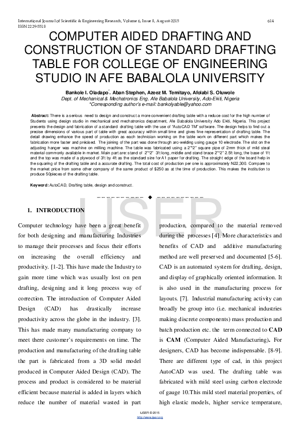(PDF) Computer Aided Drafting Andconstruction of Standard Draftingtable ...