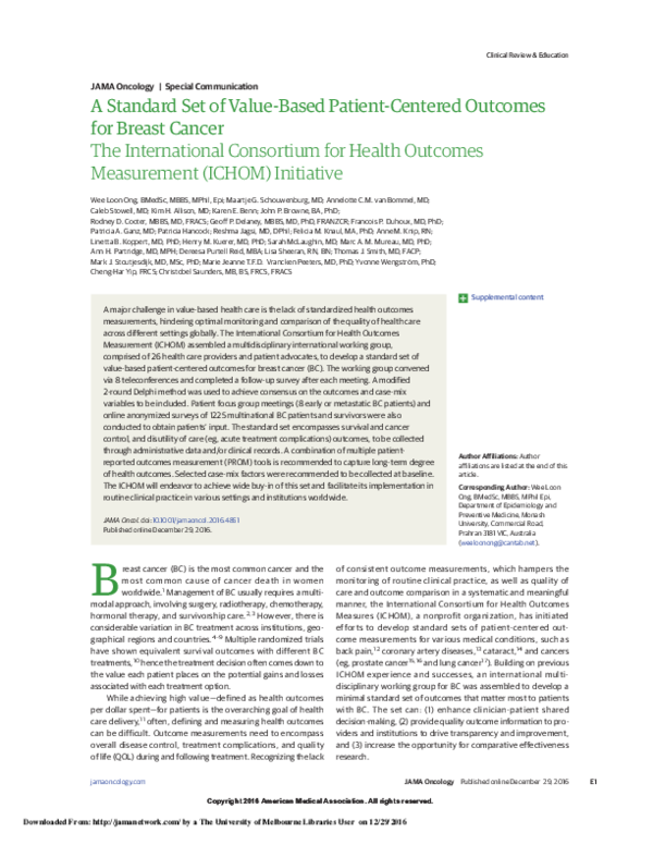 (PDF) A Standard Set of Value-Based Patient-Centered Outcomes for ...