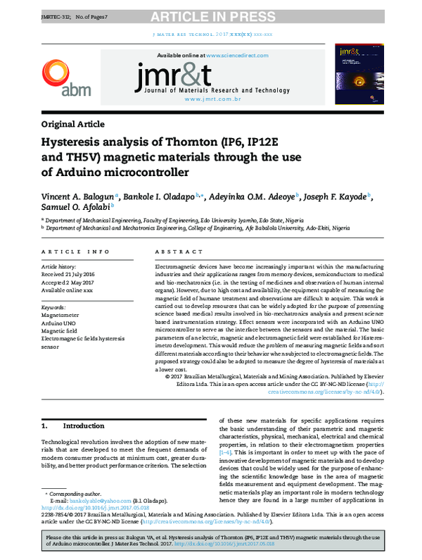 (PDF) Hysteresis analysis of Thornton (IP6, IP12E and TH5V) magnetic ...