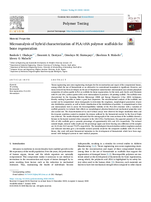 (PDF) Microanalysis of hybrid characterization of PLA/cHA polymer ...