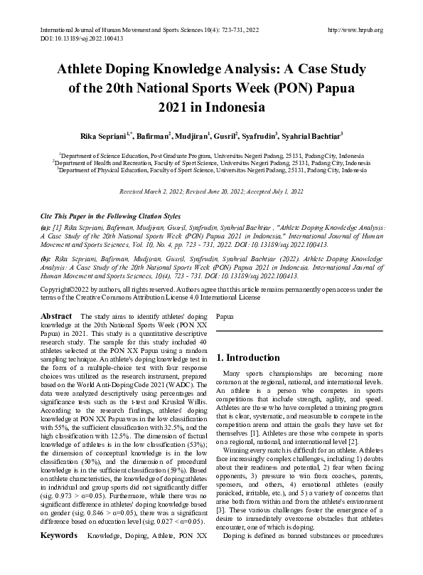 (PDF) Athlete Doping Knowledge Analysis: A Case Study of the 20th ...