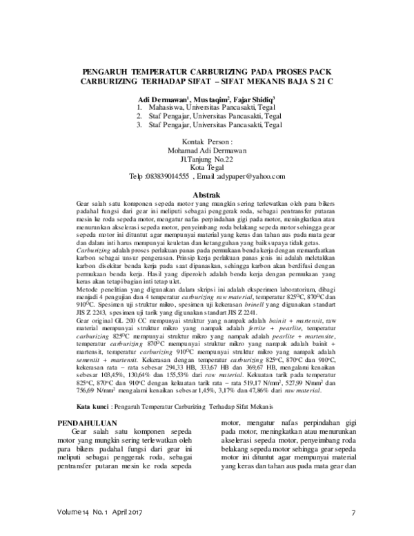 (PDF) Pengaruh Temperatur Carburizing Pada Proses Pack Carburizing ...