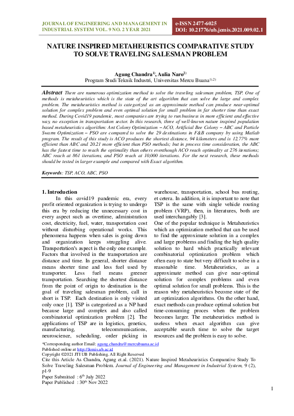 (PDF) Nature Inspired Metaheuristics Comparative Study to Solve ...