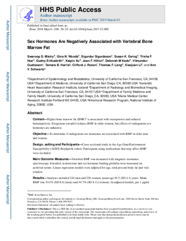 (PDF) Sex hormones are negatively associated with vertebral bone marrow fat (PDF) Sex hormones are negatively associated with vertebral bone marrow fat
