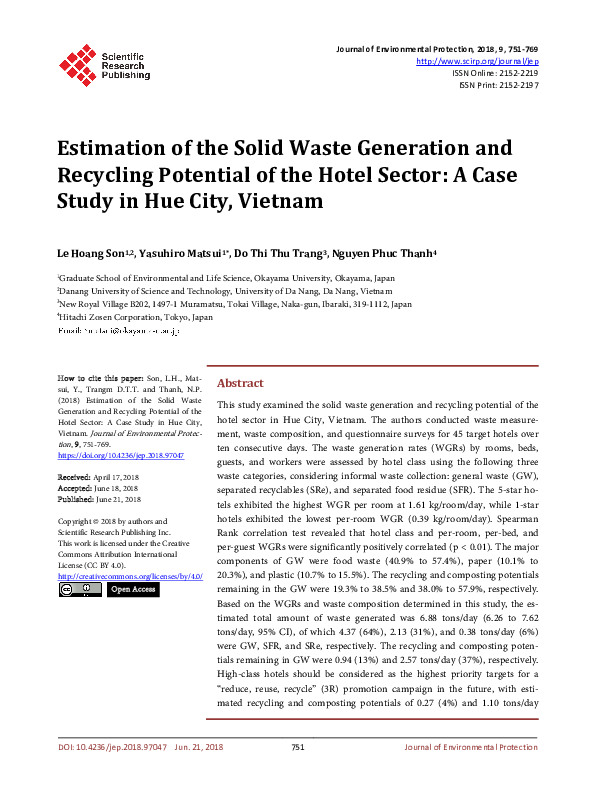 (PDF) Estimation of the Solid Waste Generation and Recycling Potential ...