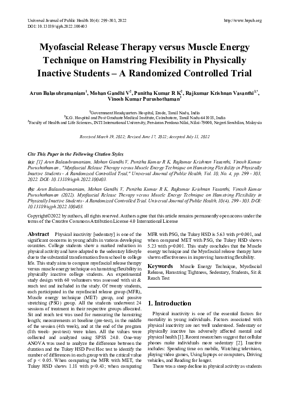 (PDF) Myofascial Release Therapy versus Muscle Energy Technique on ...
