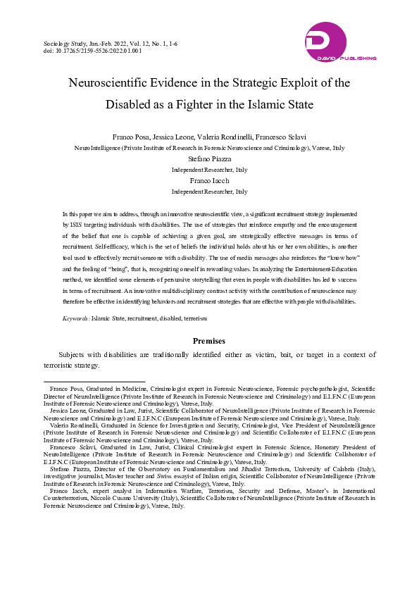 (PDF) Neuroscientific Evidence in the Strategic Exploit of the Disabled ...