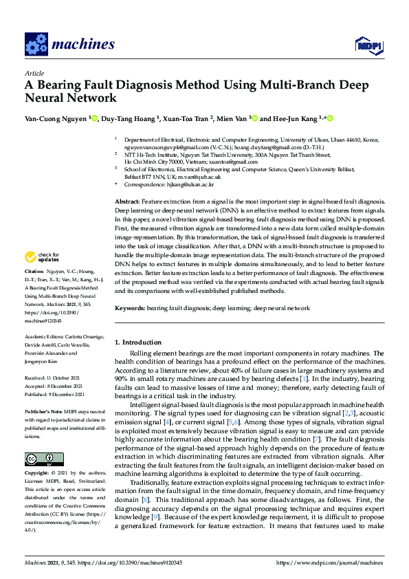 Pdf A Bearing Fault Diagnosis Method Using Multi Branch Deep Neural