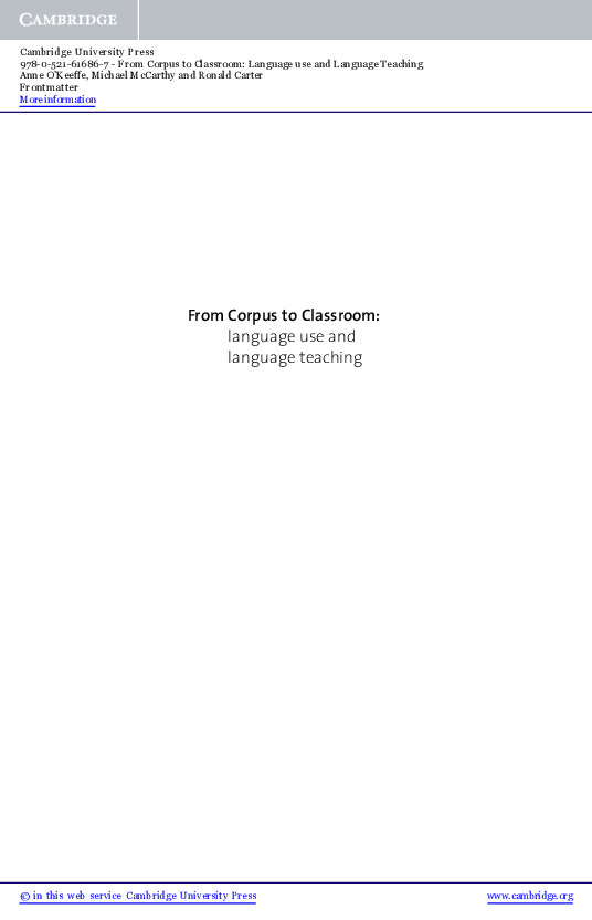 (PDF) From Corpus to Classroom: Language Use and Language Teaching