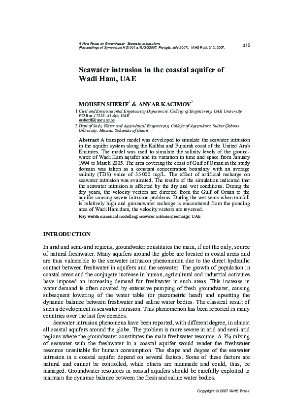 (PDF) Modeling Groundwater Flow and Seawater Intrusion in the Coastal ...