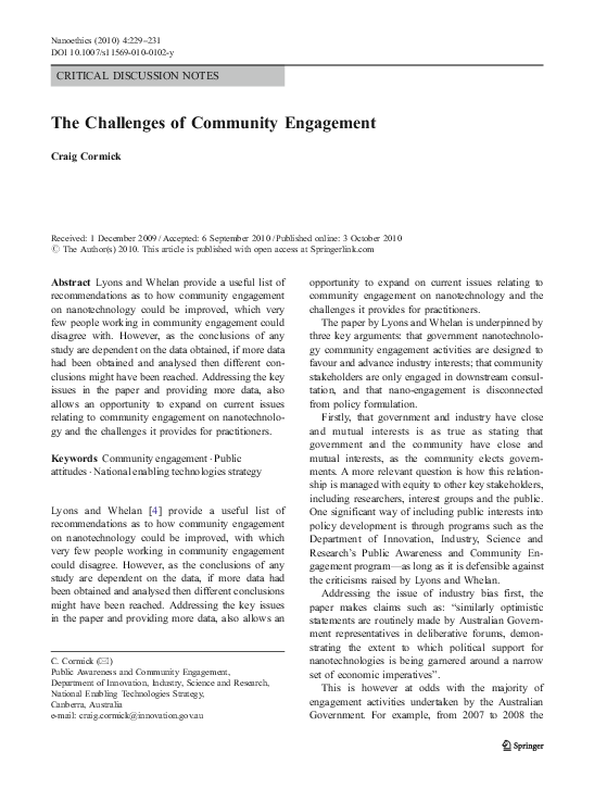 (PDF) The Challenges of Community Engagement