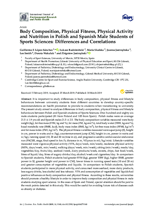(PDF) Body Composition, Physical Fitness, Physical Activity and Nutrition in Polish and Spanish ...