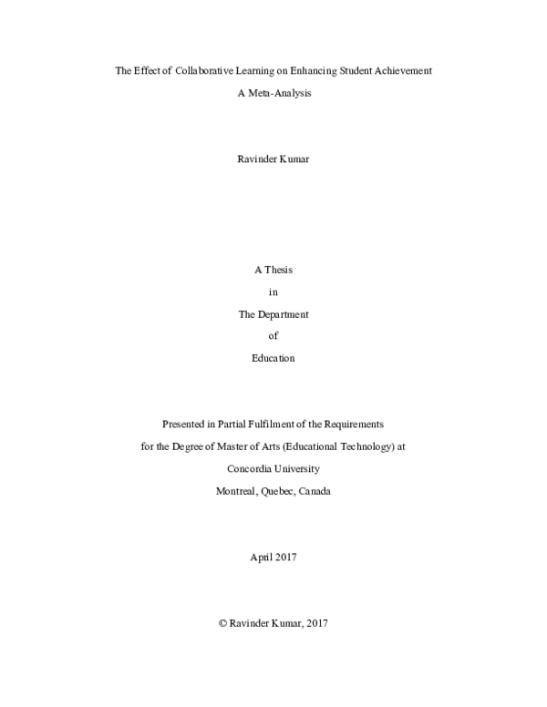 (PDF) The Effect of Collaborative Learning on Enhancing Student Achievement : A Meta-Analysis