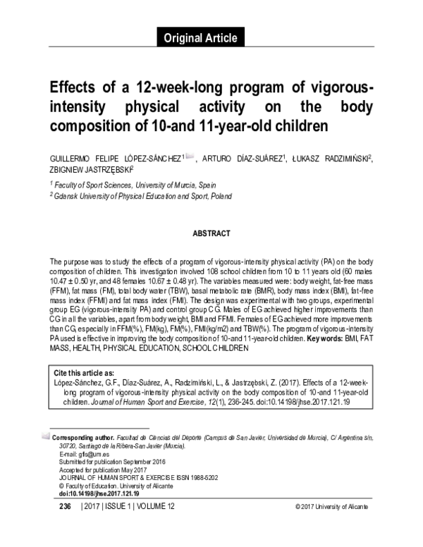 (PDF) Effects of a 12-week-long program of vigorous-intensity physical ...