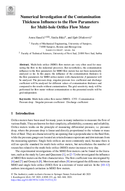 (PDF) Numerical Investigation of the Contamination Thickness Influence to the Flow Parameters ...